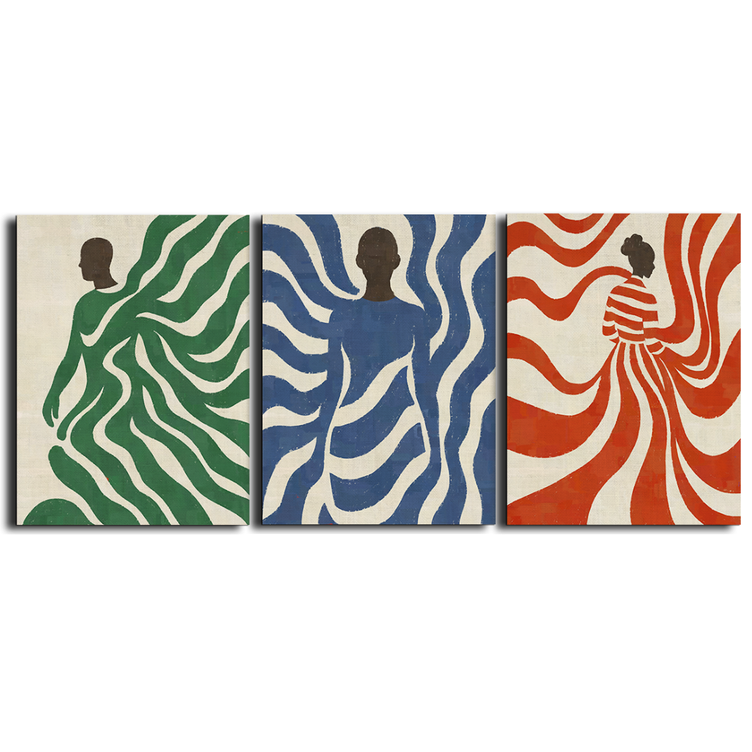 Decorative Paintings Pack - The Abstract Touch Black and Blue Tryptic ...