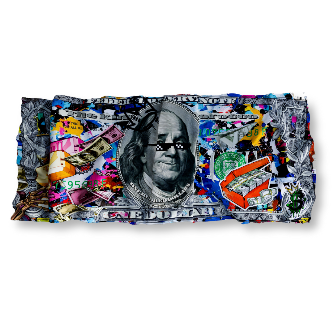 Dollar Pop Art V2 - Tableau froissé en PVC - Tableau décoratif | KOLORS