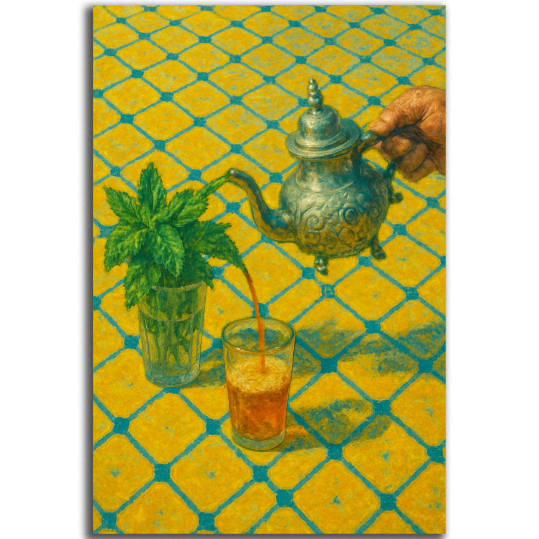 Tableau décoratif -Thé au Jardin- Imprimé sur toile ou plexiglass au Maroc