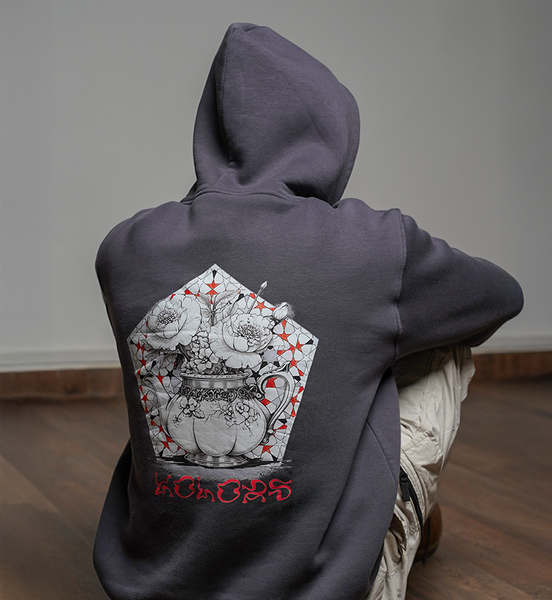 Grey Berrad - Sweat à capuche au Maroc Inspiré de l'Art Marocain KOLORS