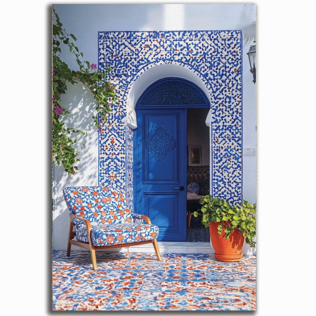 Tableau décoratif - La Porte Bleue Marocaine - Imprimé sur toile ou ...