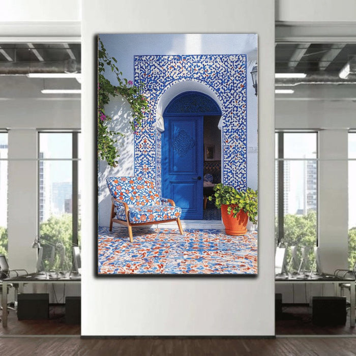 Tableau décoratif - La Porte Bleue Marocaine - Imprimé sur toile ou ...