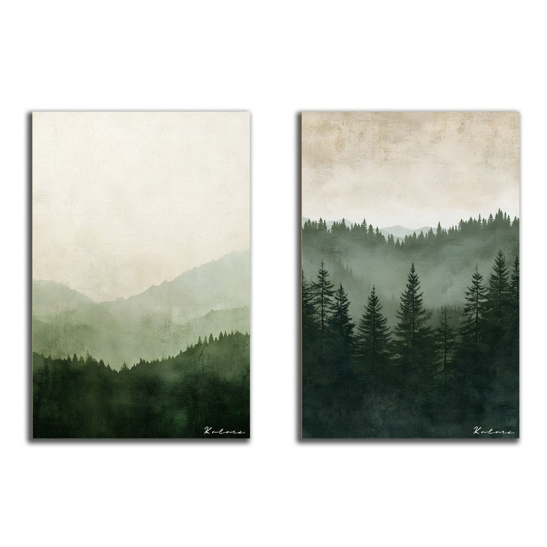 Tableaux décoratifs Pack - Brume en Forêt - Imprimé sur toile ou ...